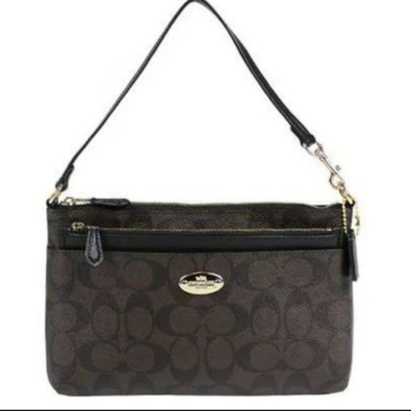 Coach | Bags | Nwt Coach Signature Pvc Pop Pouch Black And Brown | Poshmark